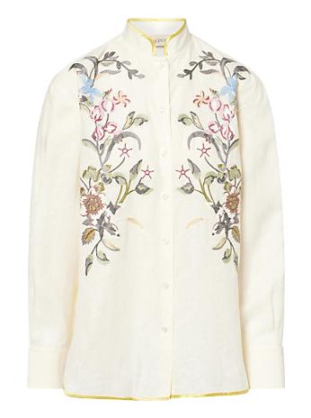 VALENTINO Floral-Embroidery Linen Shirt